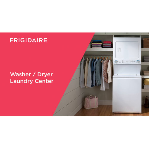 Frigidaire Electric Long Vent Stacked Laundry Center 3.9 Cu. Ft Washer and 5.5 Cu. Ft. Dryer